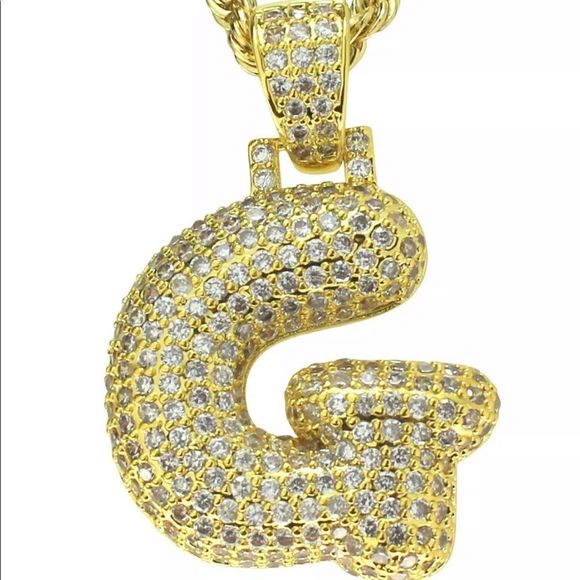 Jewelry | 14kyellow Gold Finish Letter G Bubble Letter New | Poshmark